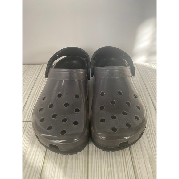CROCS | Shoes | Crocs Translucent Clog Shoes Black Gray Men 5 Women 7 ...